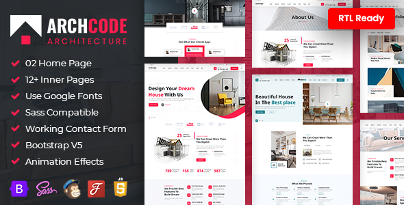 ArchCode Architecture & interior HTML Template + RTL